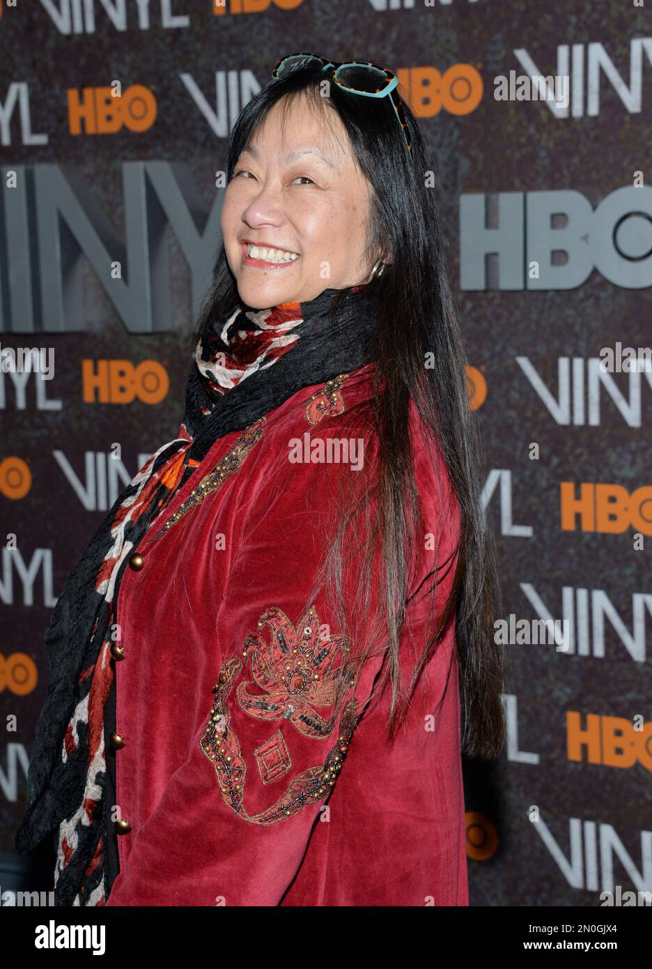 May Pang attends the premiere of HBO's new drama series "Vinyl", at the ...