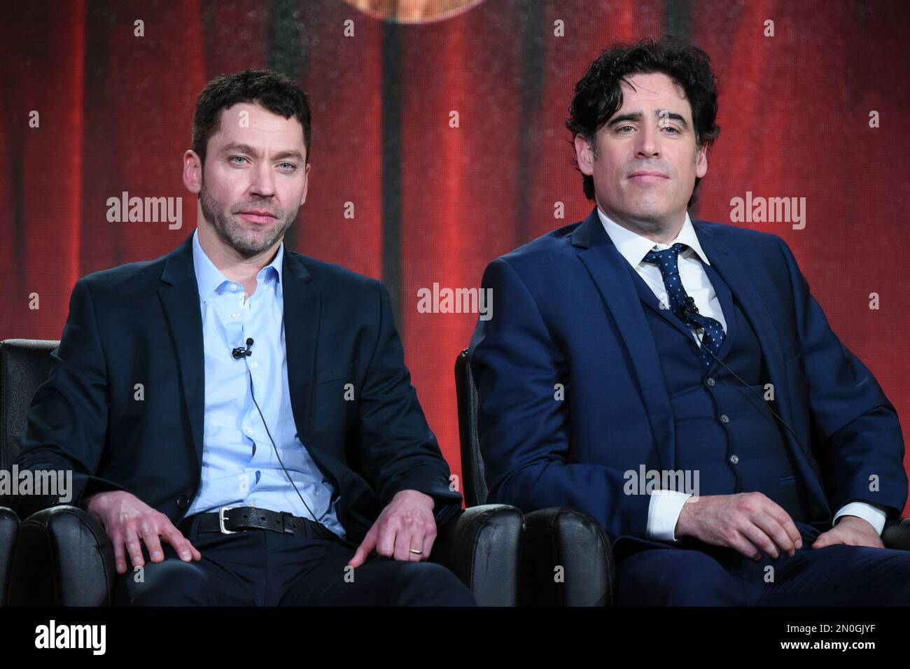 Actors Michael Weston, left, Stephen Mangan participate in the "Houdini ...