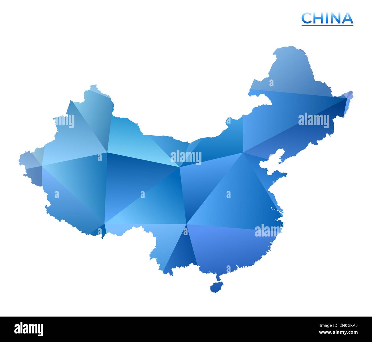 Vector polygonal China map. Vibrant geometric country in low poly style. Modern illustration for ...