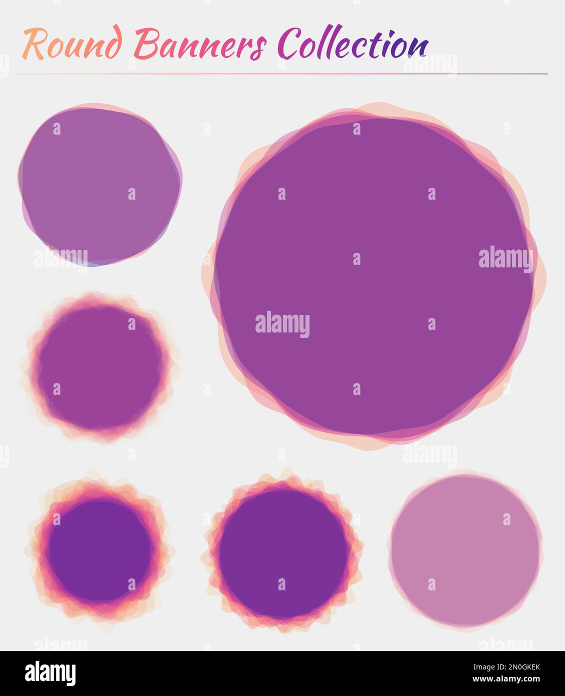 Round banners set. Circular backgrounds in sunset colors. Appealing ...