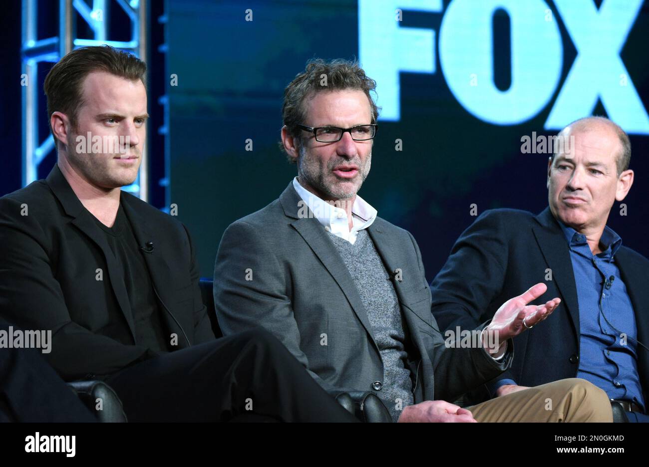 Rob Kazinsky, from left, creator/executive producer Rand Ravich and ...