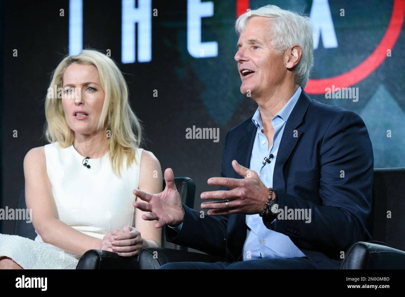 Gillian Anderson, left, and creator/executive producer Chris Carter ...