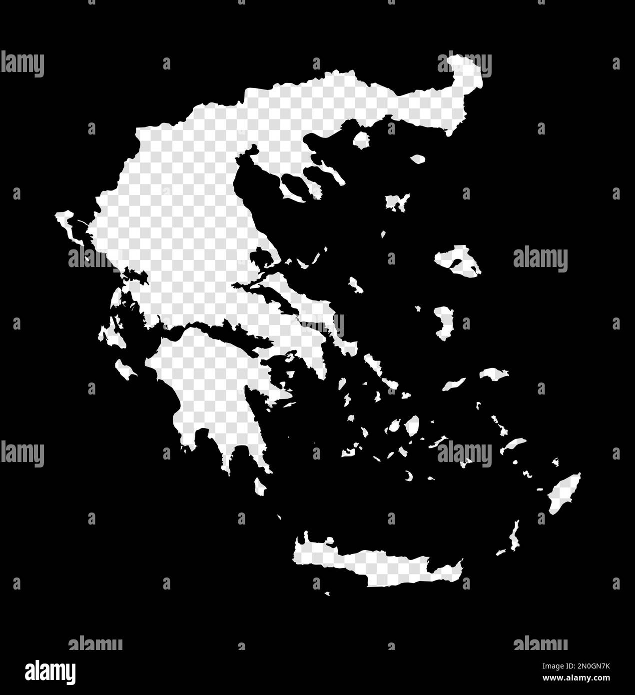 Stencil map of Greece. Simple and minimal transparent map of Greece ...