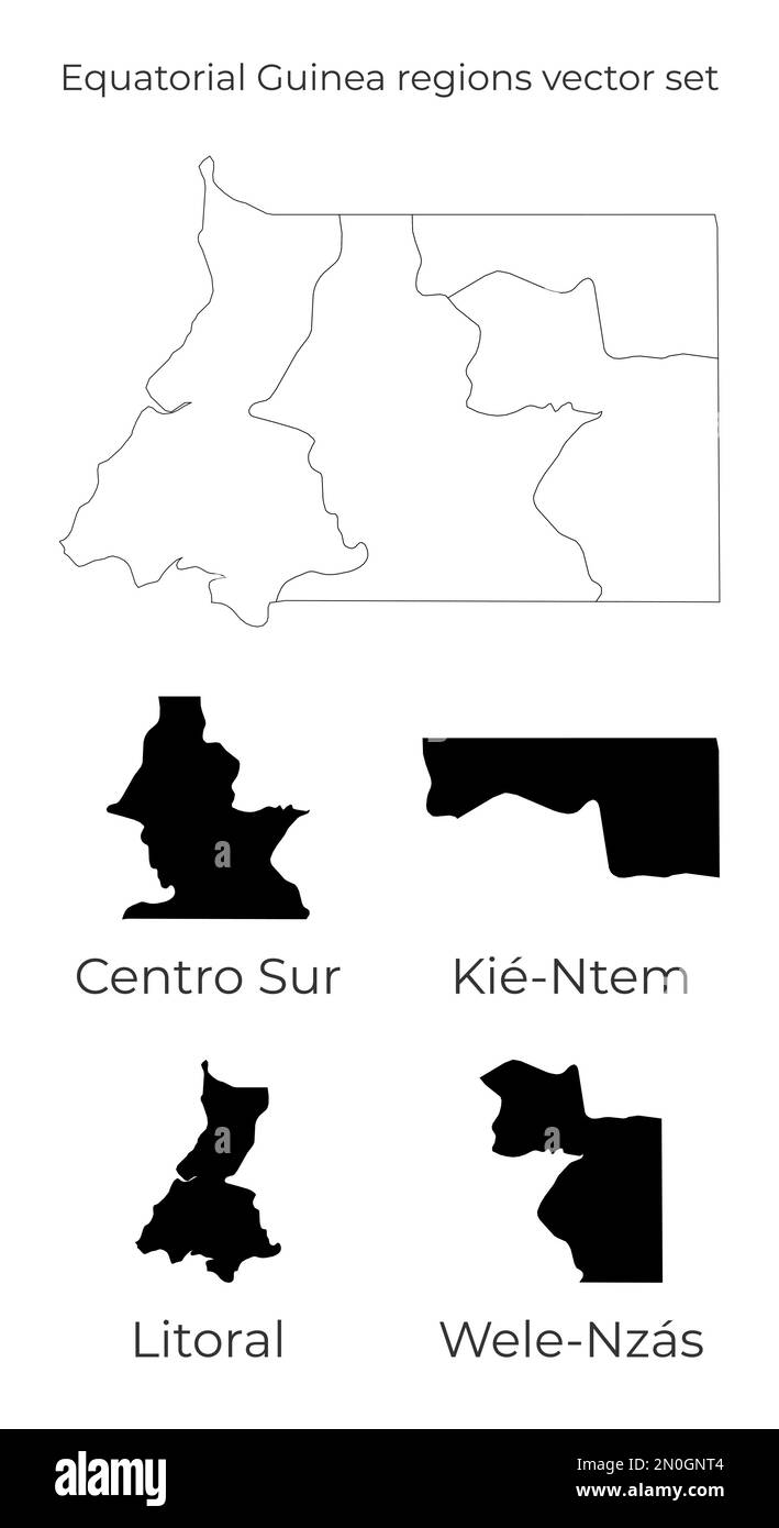 Equatorial Guinea map with shapes of regions. Blank vector map of the ...