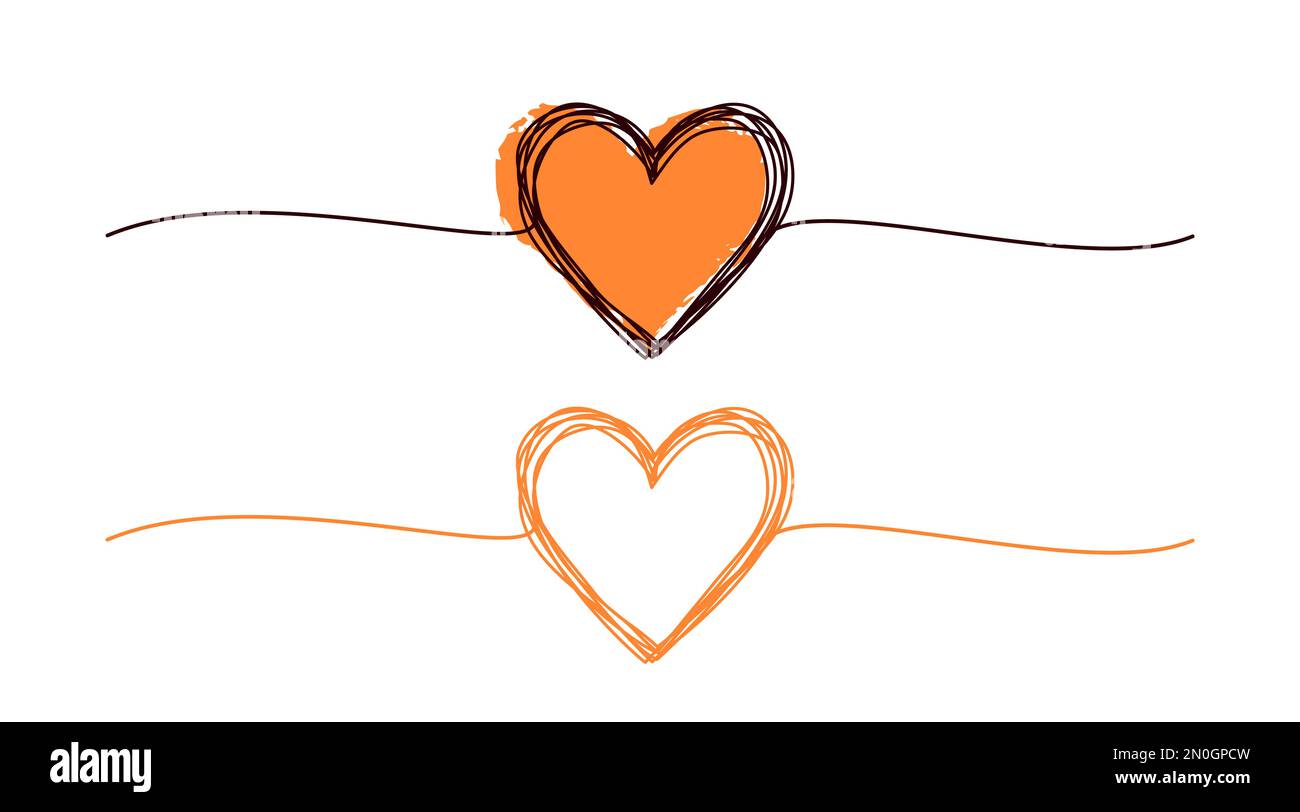 Heart scribble banner set isolated on white background Stock Vector ...