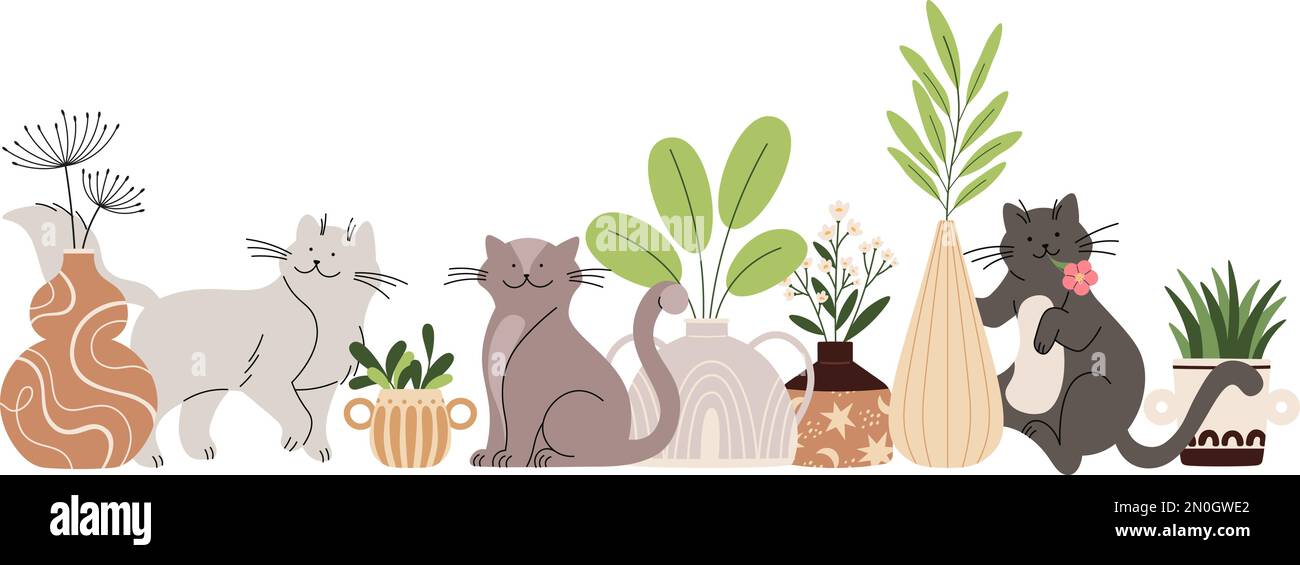 Tabby cats flowers Stock Vector Images - Alamy