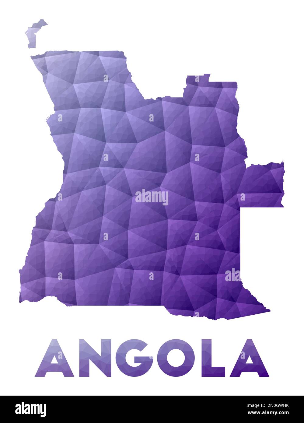 Map of Angola. Low poly illustration of the country. Purple geometric ...