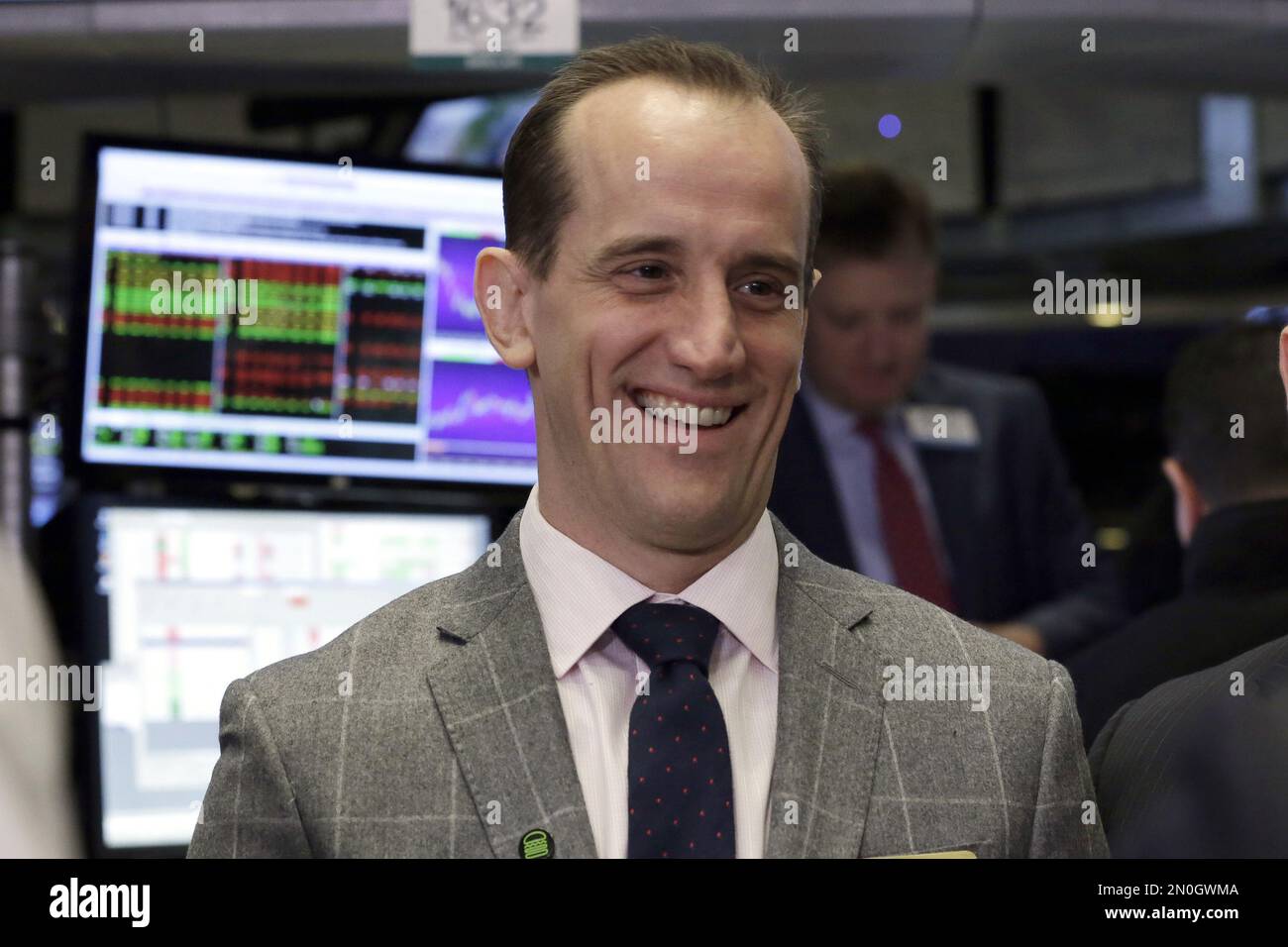Shake Shack CEO Randy Garutti visits the trading floor after opening ...