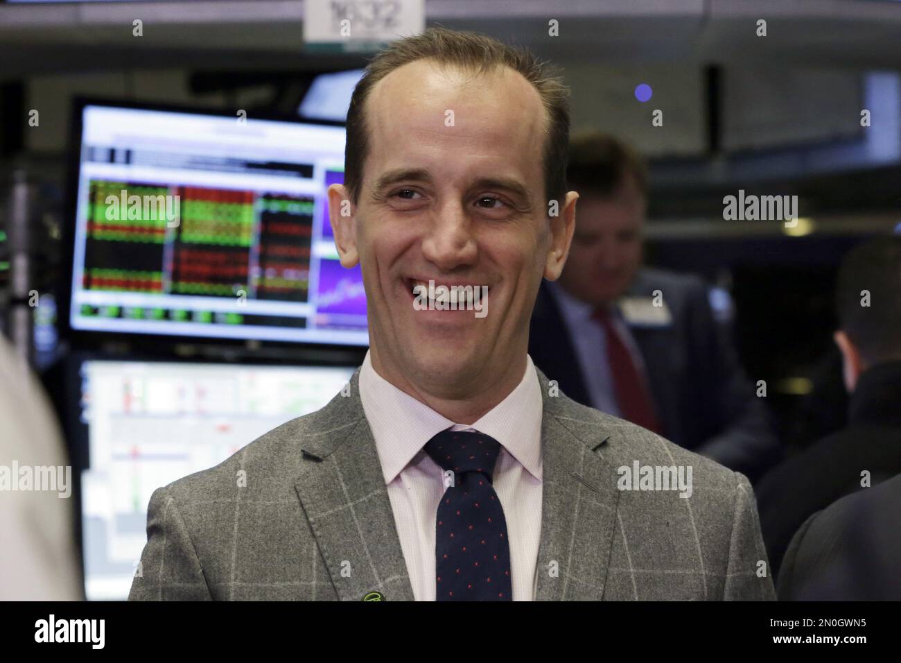 Shake Shack CEO Randy Garutti visits the trading floor after opening ...