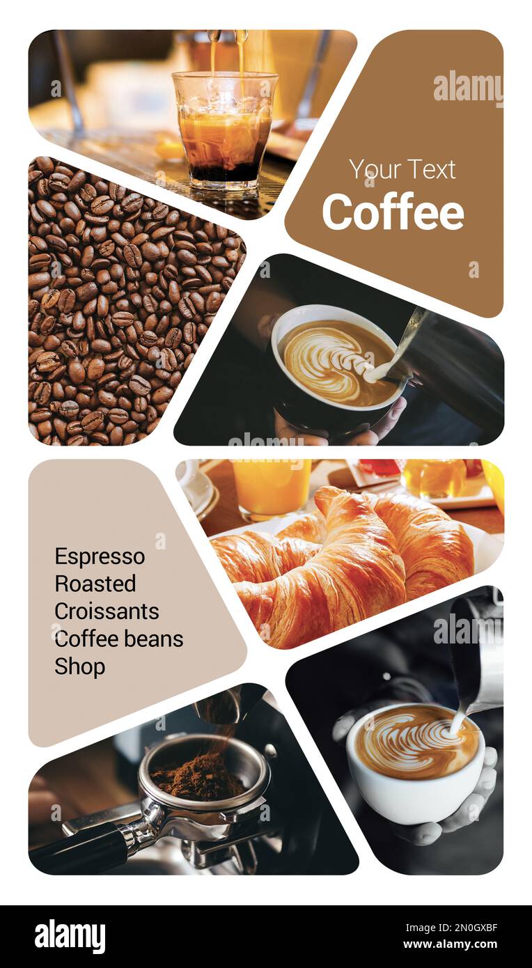 Coffee Shop Concept Photo Collage. Can be used for visual stand ...
