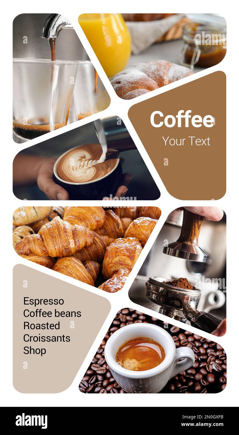 Coffee Shop Concept Photo Collage. Can be used for visual stand ...