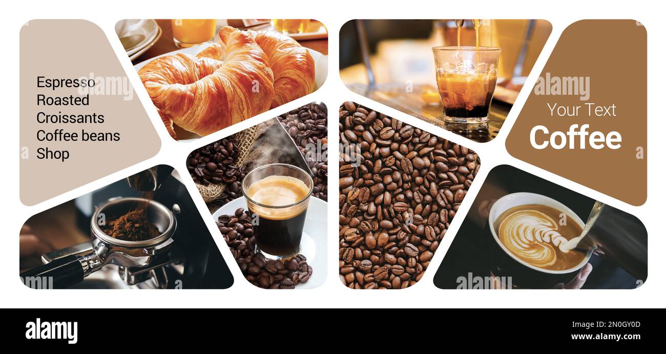 Coffee Shop Concept Photo Collage. Can be used for visual stand ...