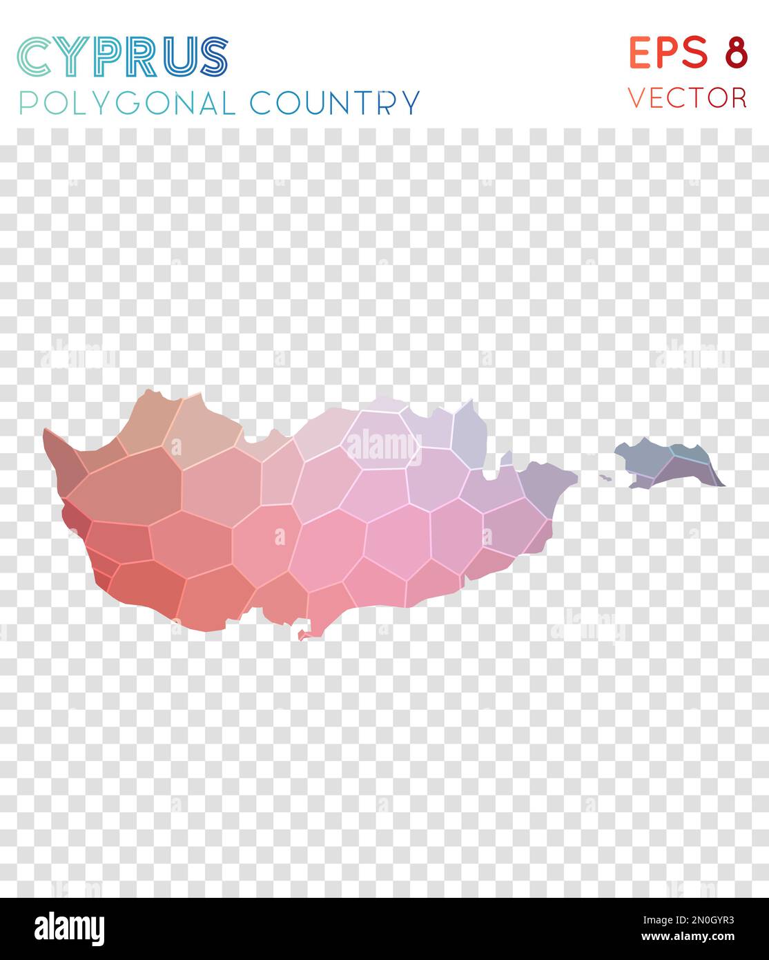 Cyprus polygonal map, mosaic style country. Energetic low poly style ...