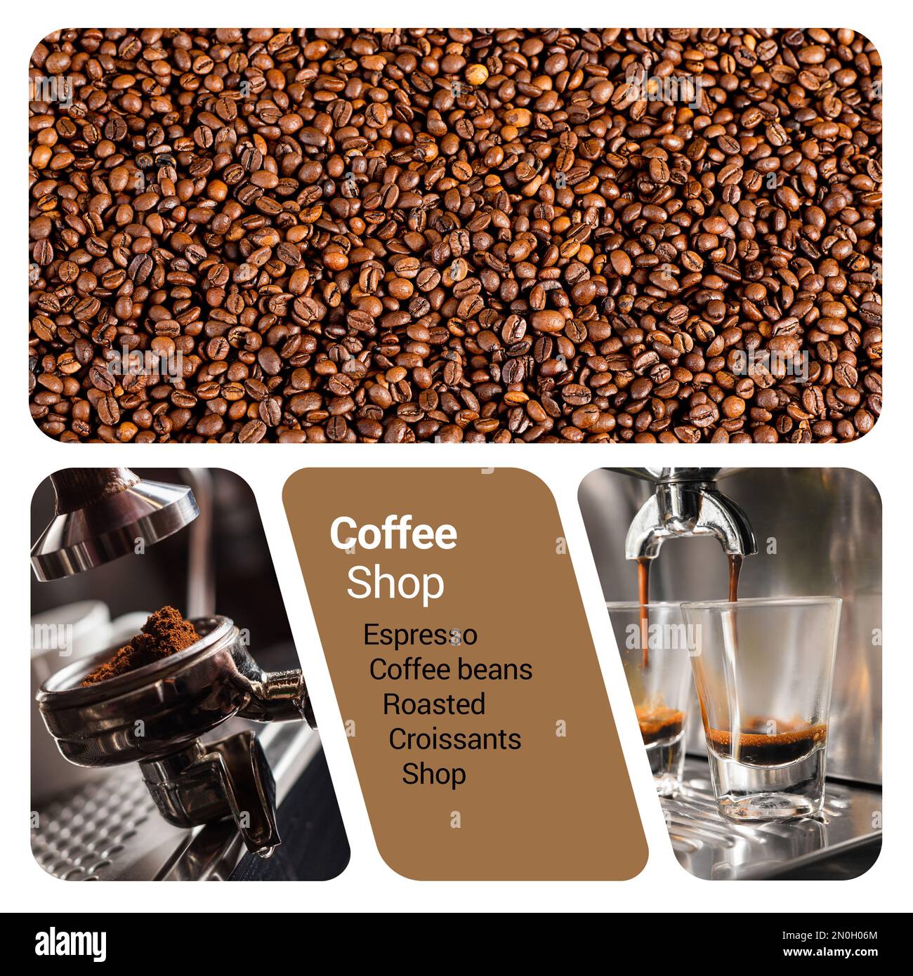 Coffee Shop Concept Photo Collage. Can be used for visual stand ...