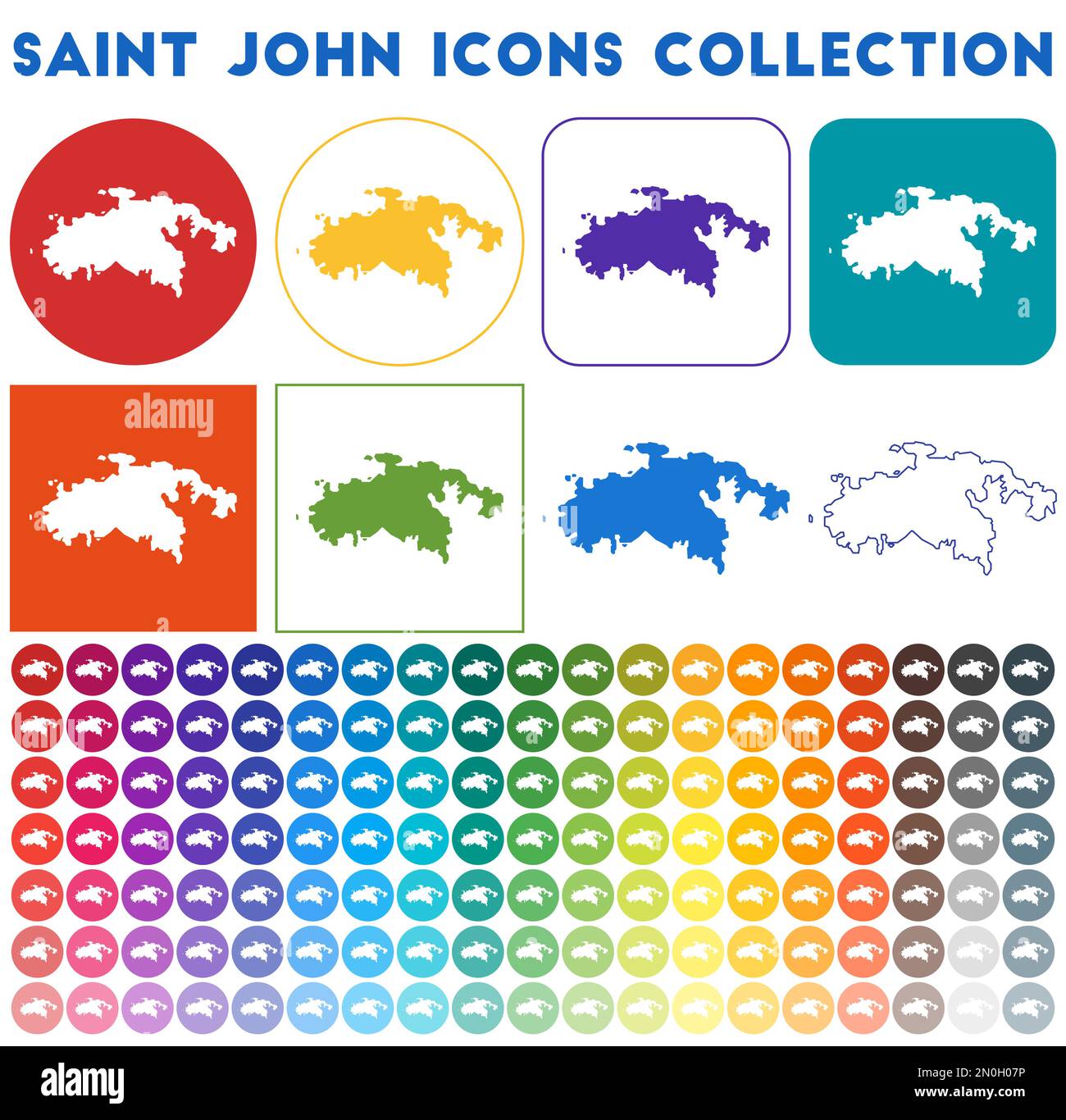 Saint John icons collection. Bright colorful trendy map icons. Modern ...