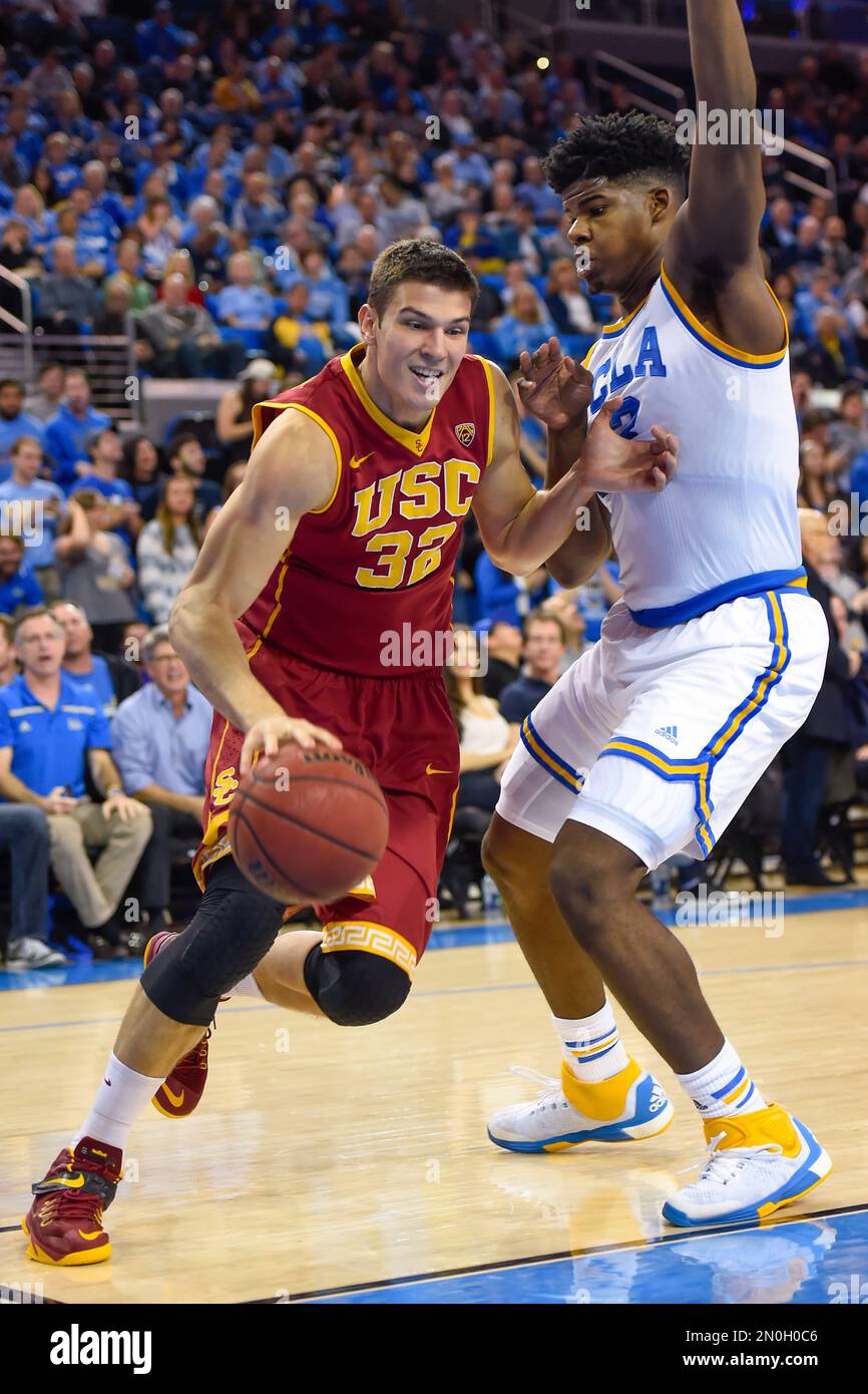 Southern California forward Nikola Jovanovic (32) drives on UCLA ...