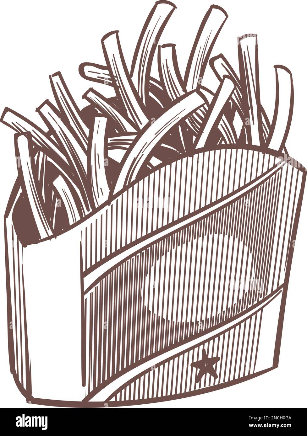 French fries engraving. Potato chips food sketch Stock Vector Image ...