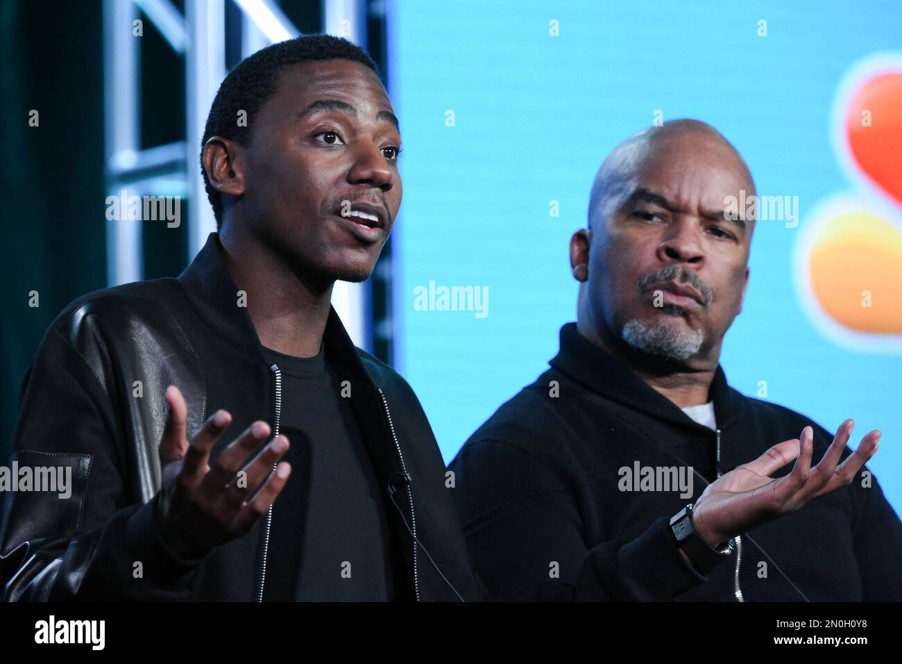 Executive producer/actor Jerrod Carmichael, left, and actor David Alan ...