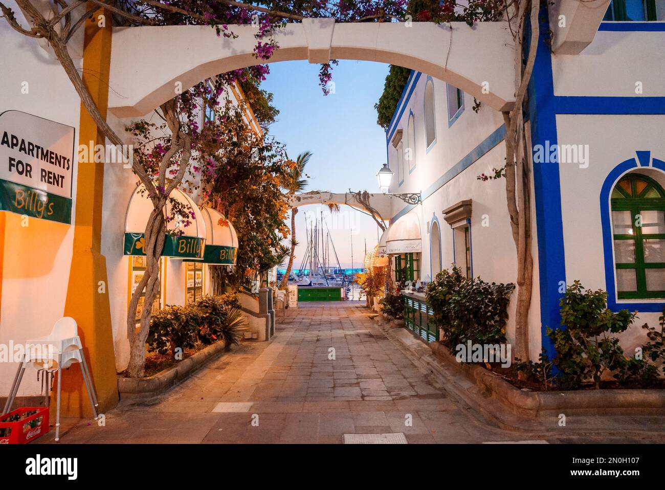 Traditional Colorful Buildings in a Puerto de Mogan fishing village ...
