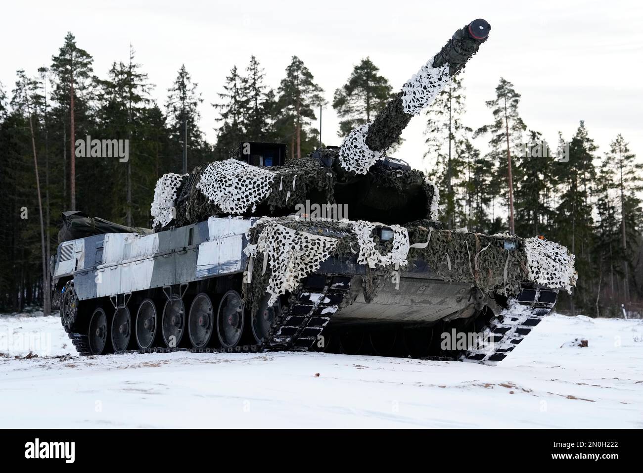 Denmark's Leopard 2A7 tank attends the Winter Camp 23 military drills ...