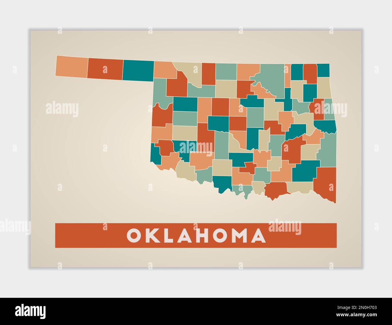 Oklahoma poster. Map of the US state with colorful regions. Shape of ...