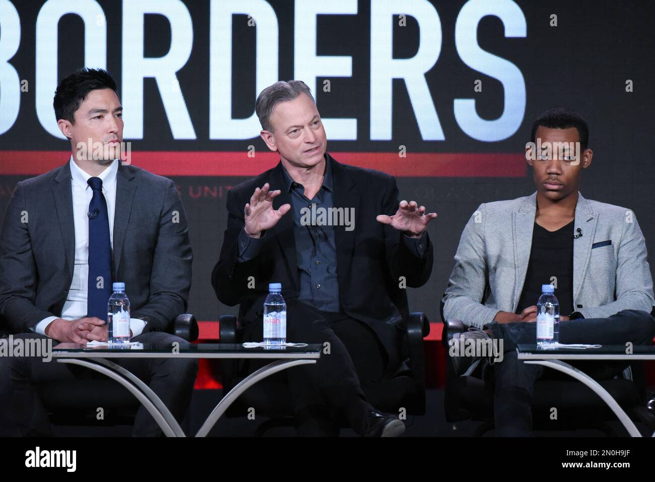 Actors Daniel Henney, from left, Gary Sinise and Tyler James Williams ...