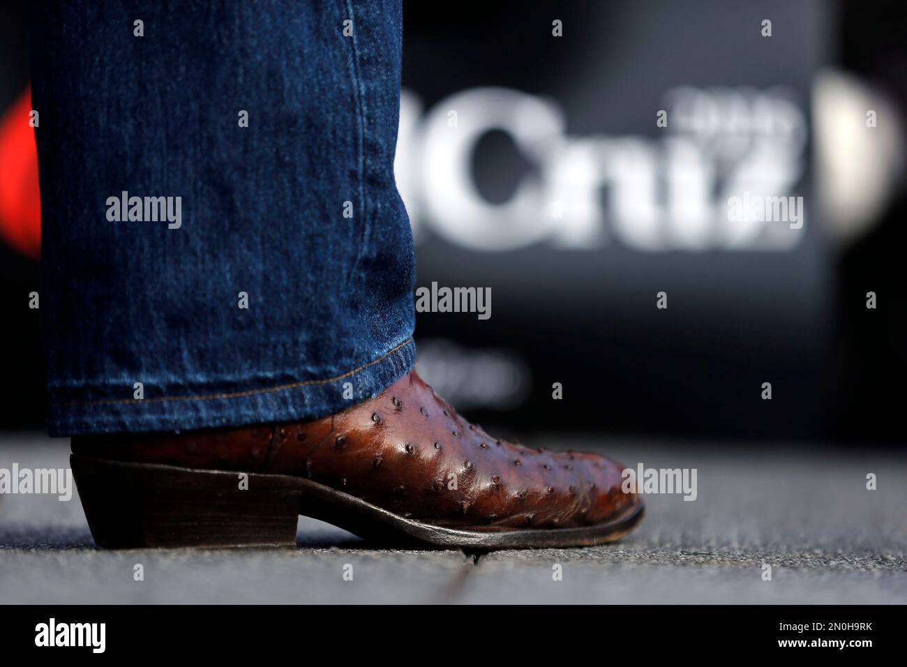 Shown is Republican presidential candidate Sen. Ted Cruz, R-Texas boot ...