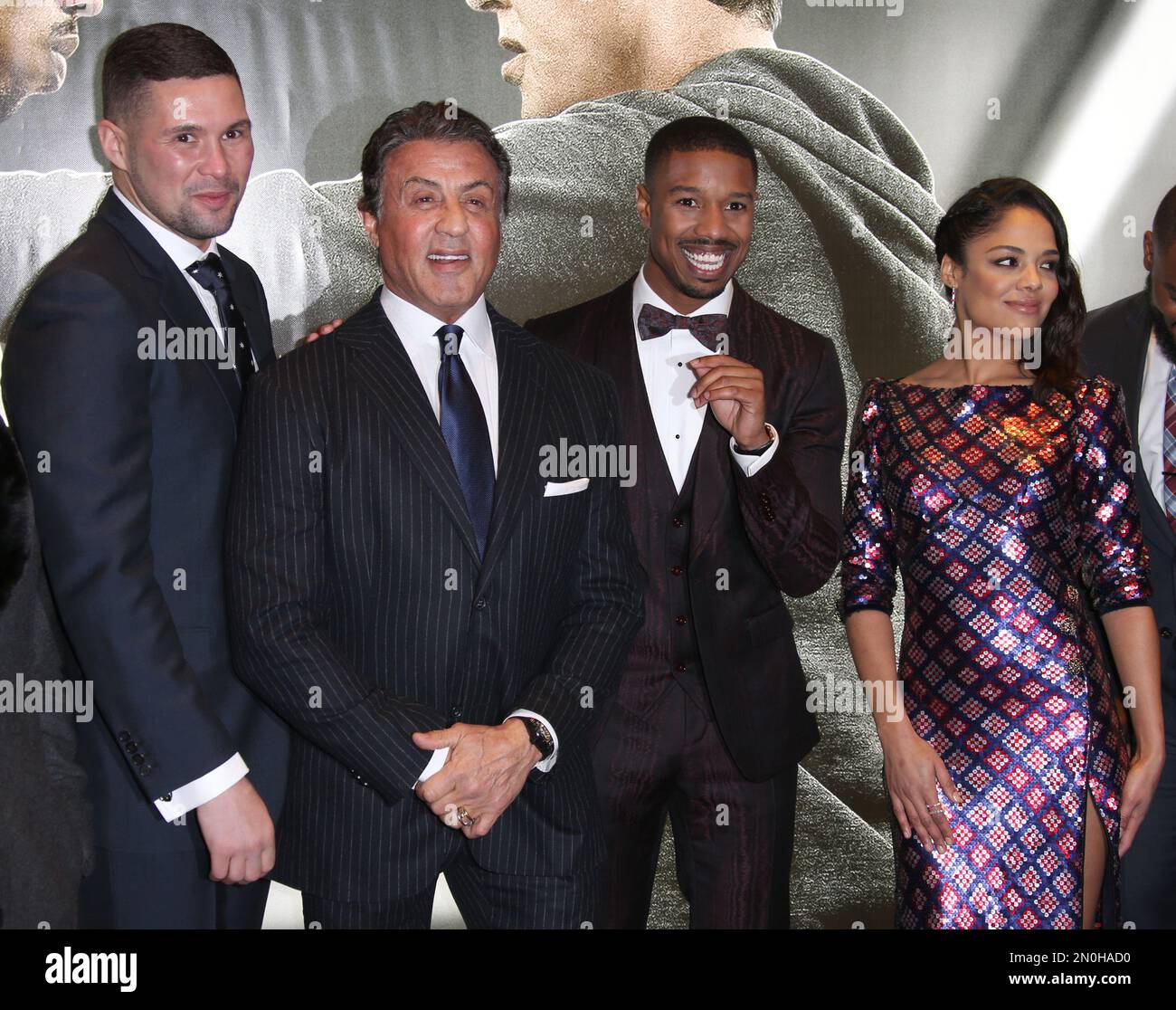 From left, Tony Bellew, Sylvester Stallone, Michael B. Jordan and Tessa ...