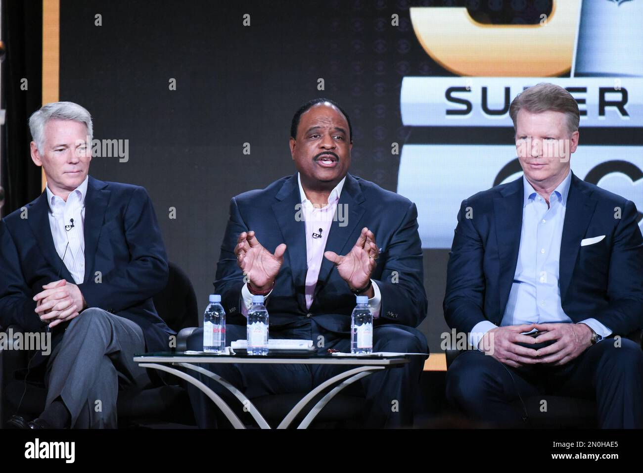 Chairman CBS Sports Sean McManus, from left, sportscasters James Brown ...