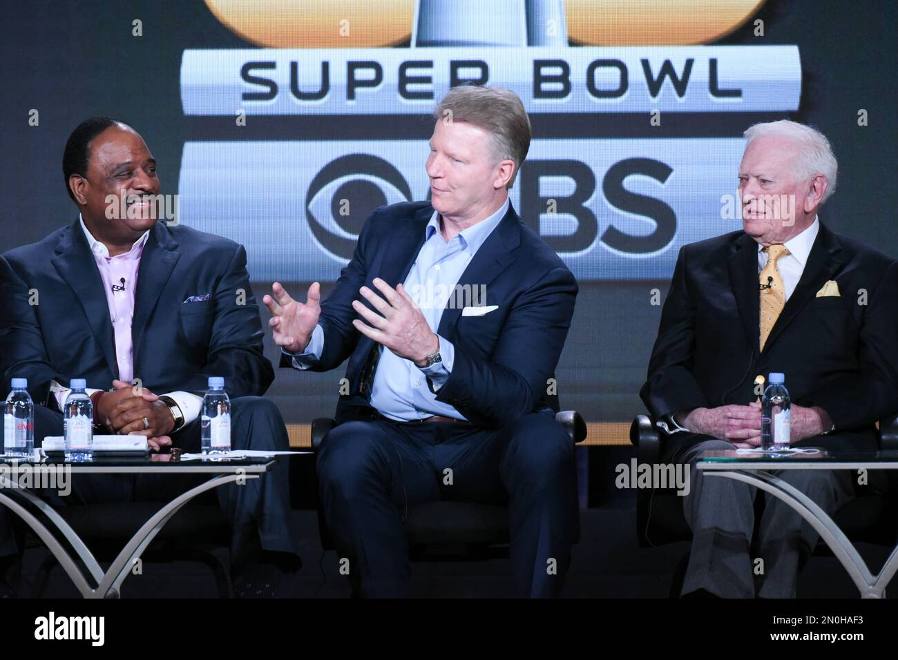 Sportscasters James Brown, from left, Phil Simms and Jack Whitaker ...