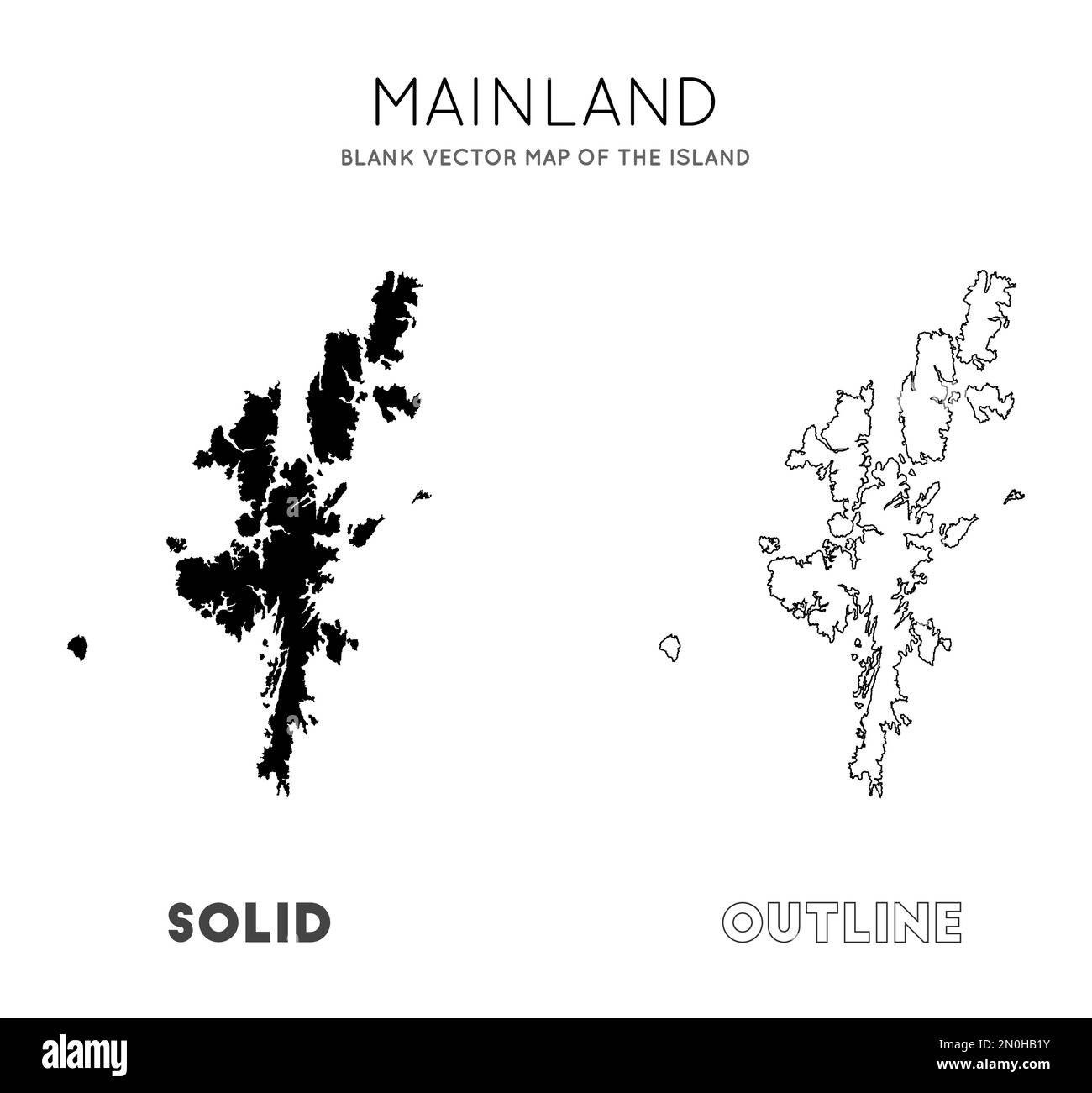 Mainland map. Blank vector map of the Island. Borders of Mainland for ...