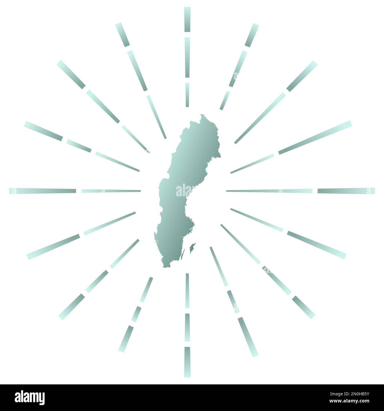 Sweden gradiented sunburst. Map of the country with colorful star rays ...