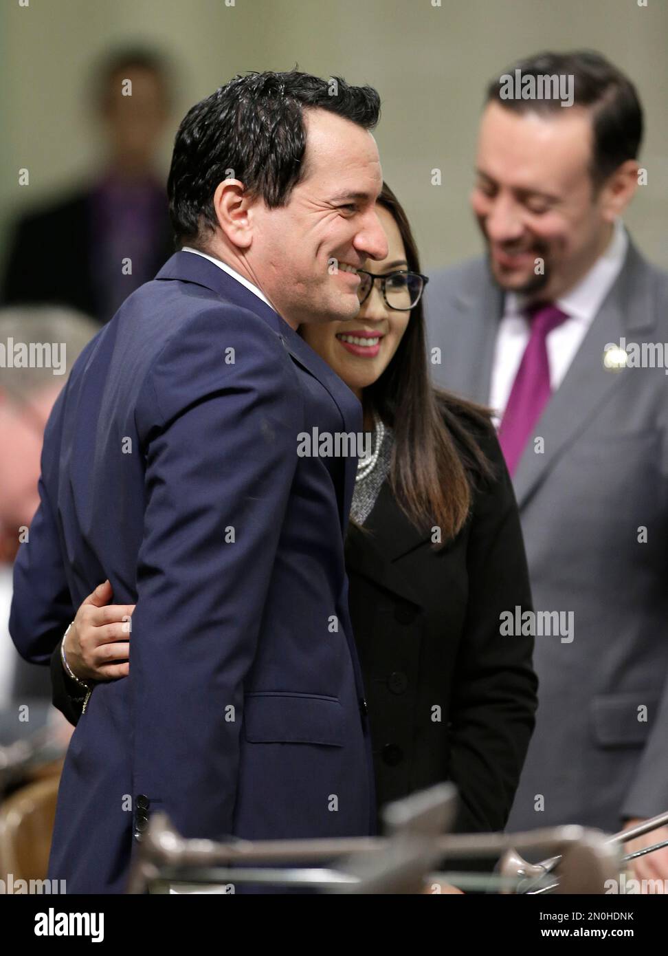 Assemblyman Anthony Rendon of Lakewood, left, poses for a photo with ...