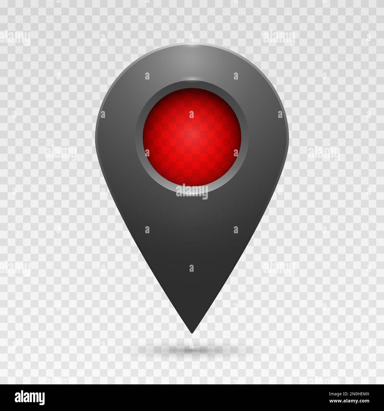 The geolocation icon is dark gray with a red insert on a transparent ...