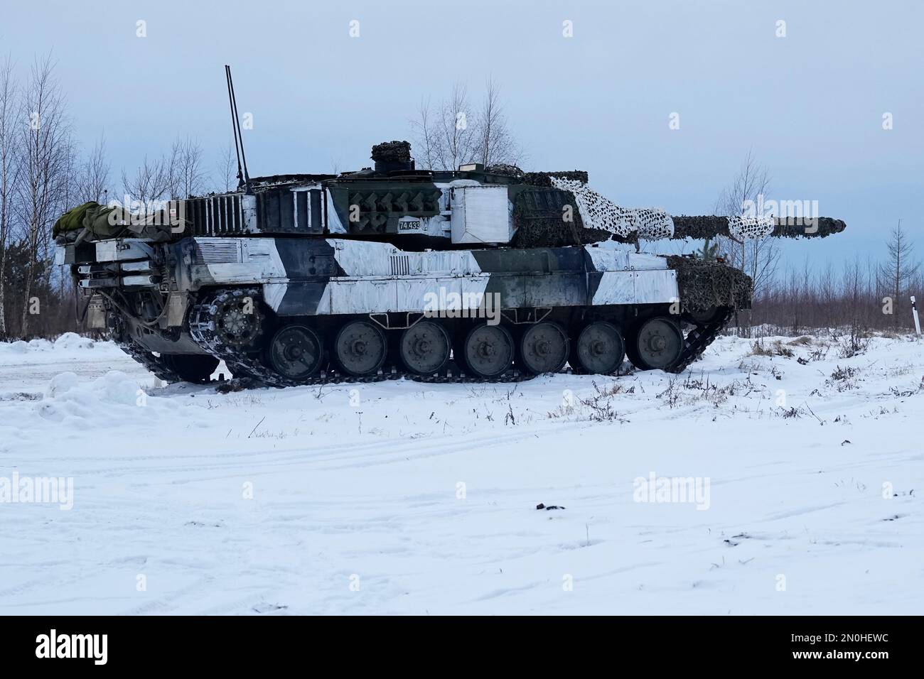 Denmark's Leopard 2A7 tank attends the Winter Camp 23 military drills ...