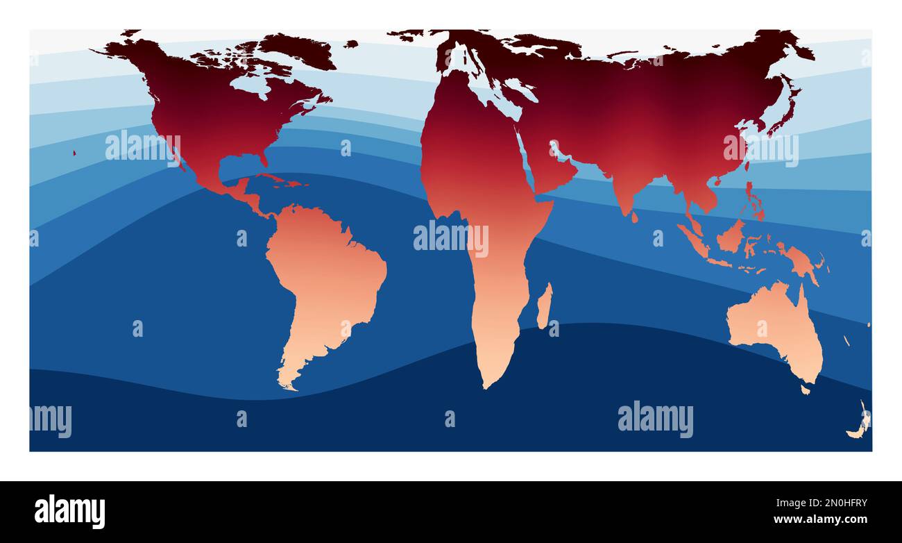 World Map Vector. Gringorten square equal-area projection. World in red ...
