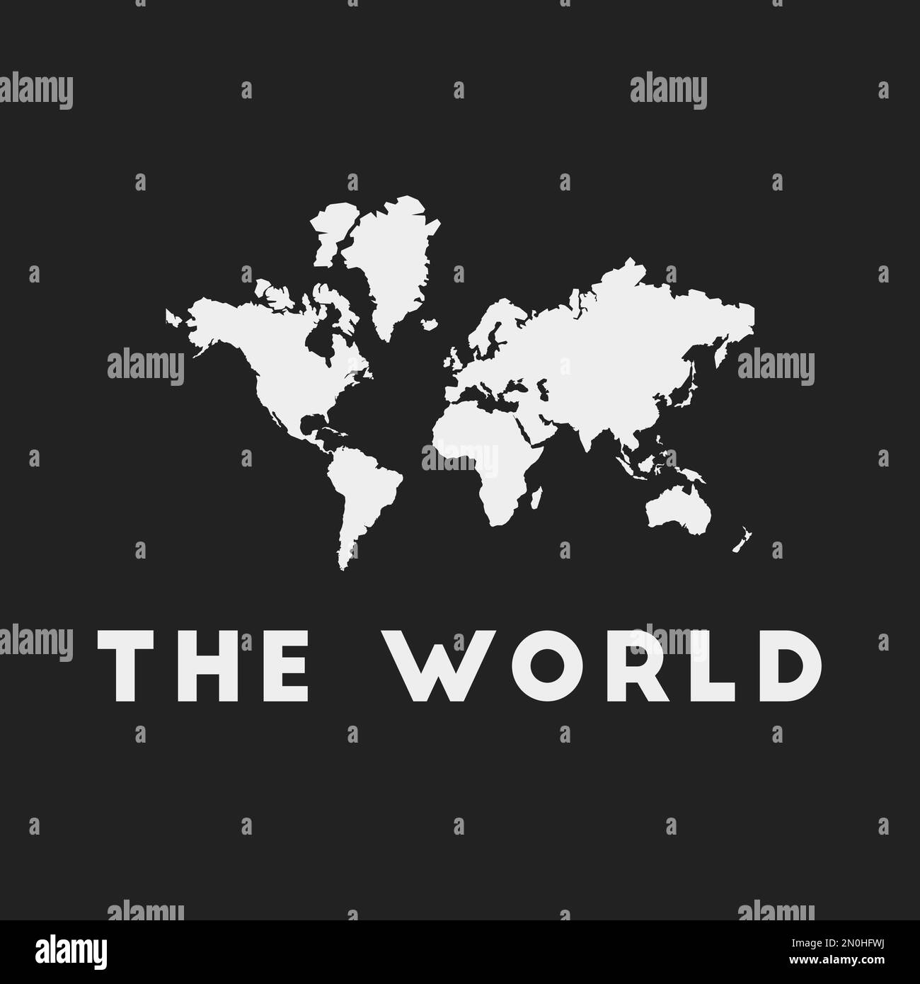 The World icon. World map on dark background. Stylish map with name ...