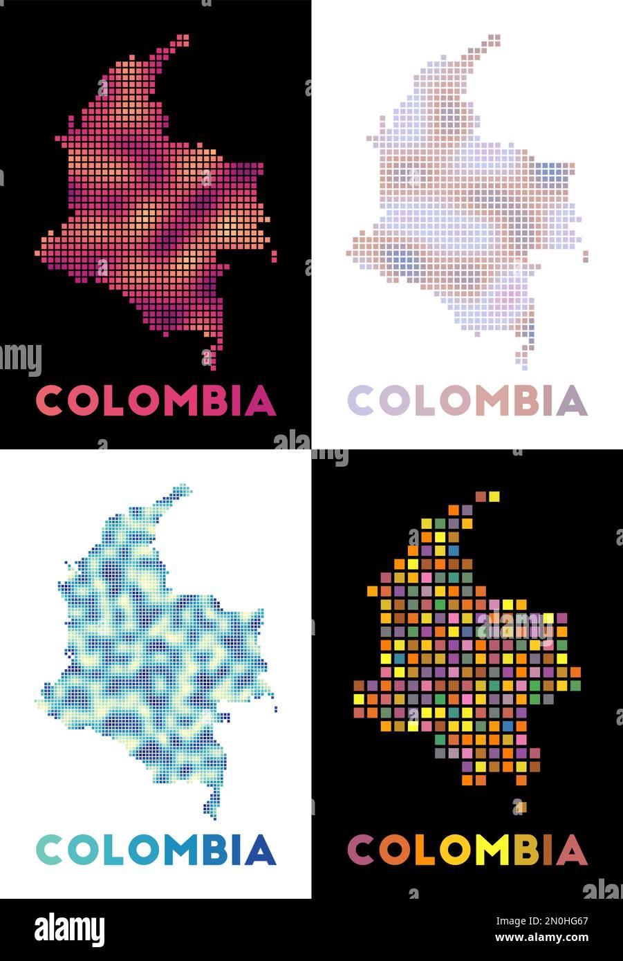 Colombia map. Collection of map of Colombia in dotted style. Borders of ...