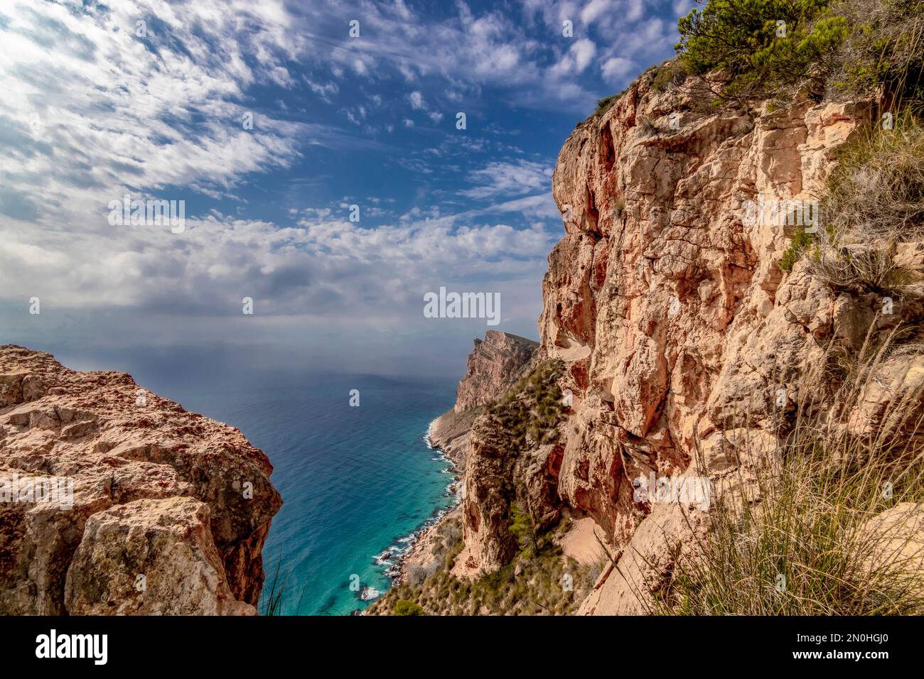 natural park serra gelada in benidorm. view of cliffs in a clouds sky ...