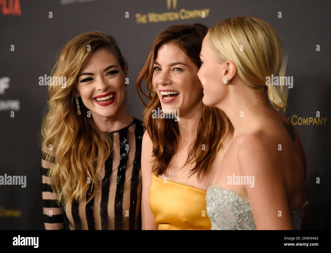 Jaime King, from left, Michelle Monaghan, and Malin Akerman arrive at ...