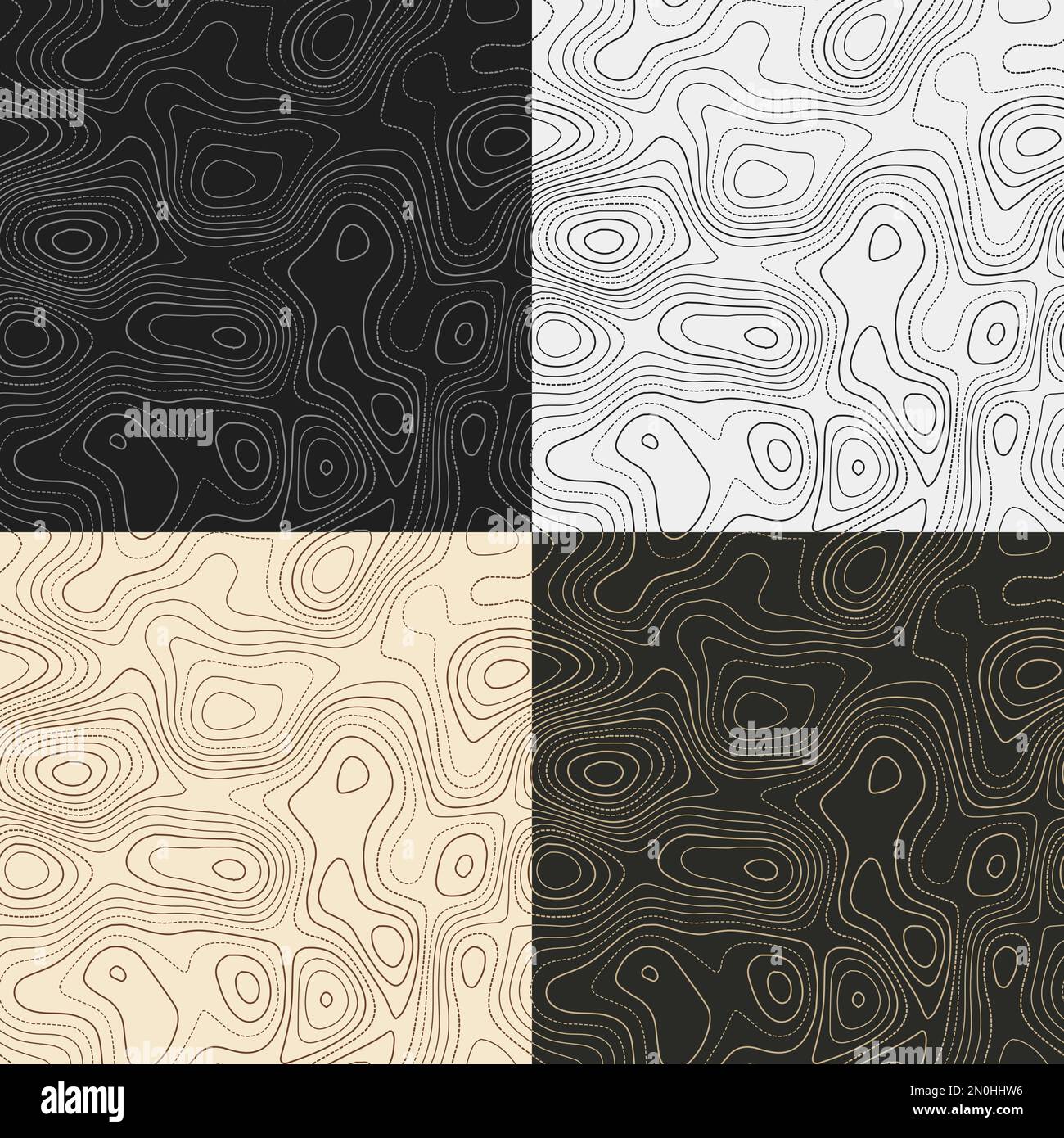 Topography patterns. Seamless elevation map tiles. Authentic isoline ...