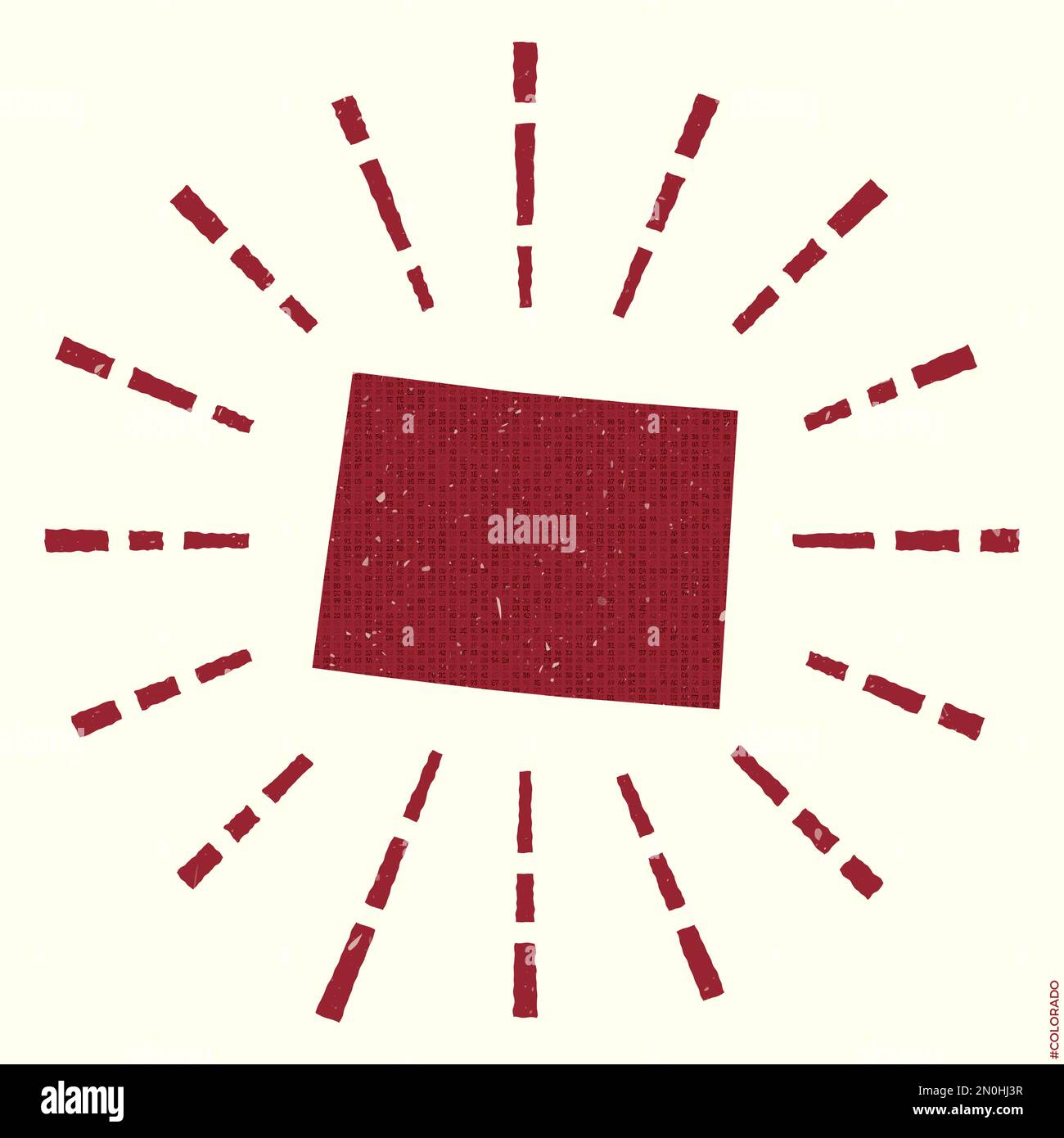 Colorado Logo. Grunge sunburst poster with map of the US state. Shape ...
