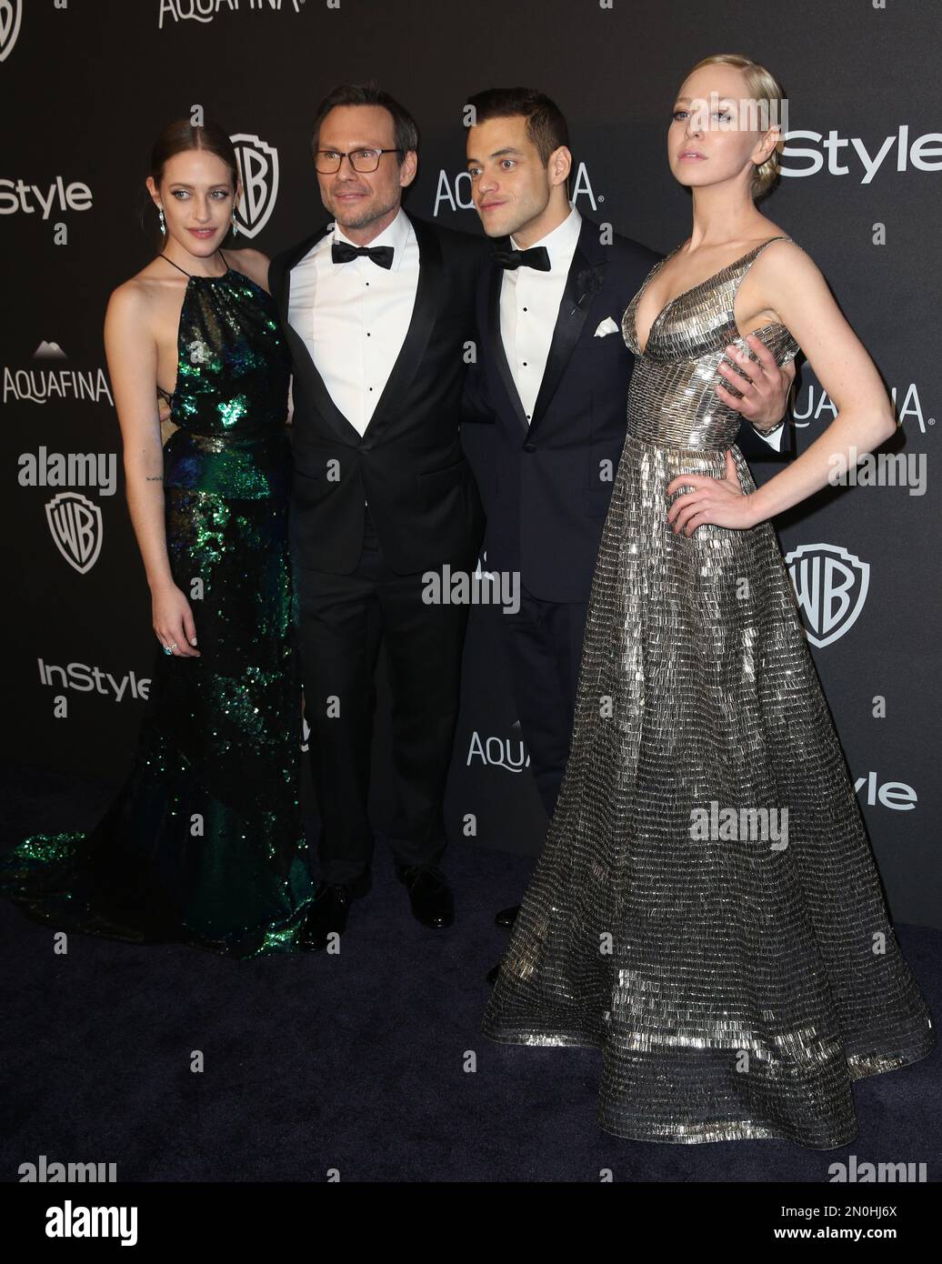 Carly Chaikin, from left, Christian Slater, Rami Malek, and Portia ...