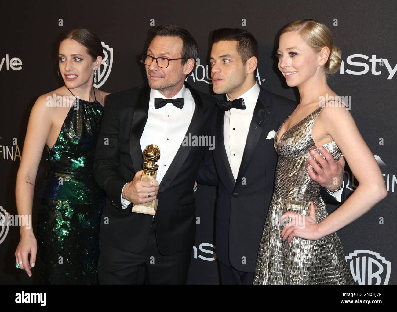 Carly Chaikin, from left, Christian Slater, Rami Malek, and Portia ...