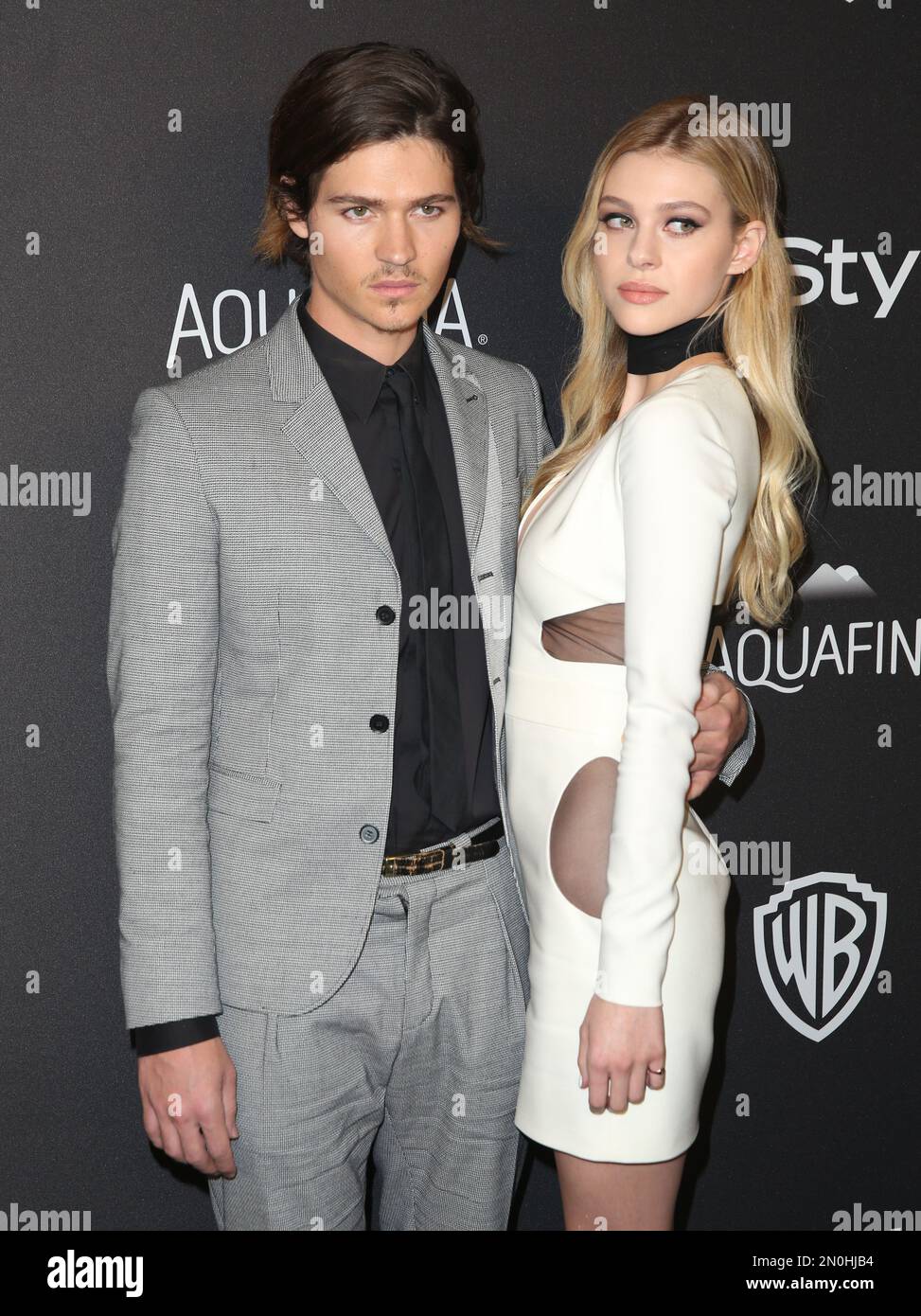 William Peltz, left, and Nicola Peltz arrive at the InStyle and Warner ...