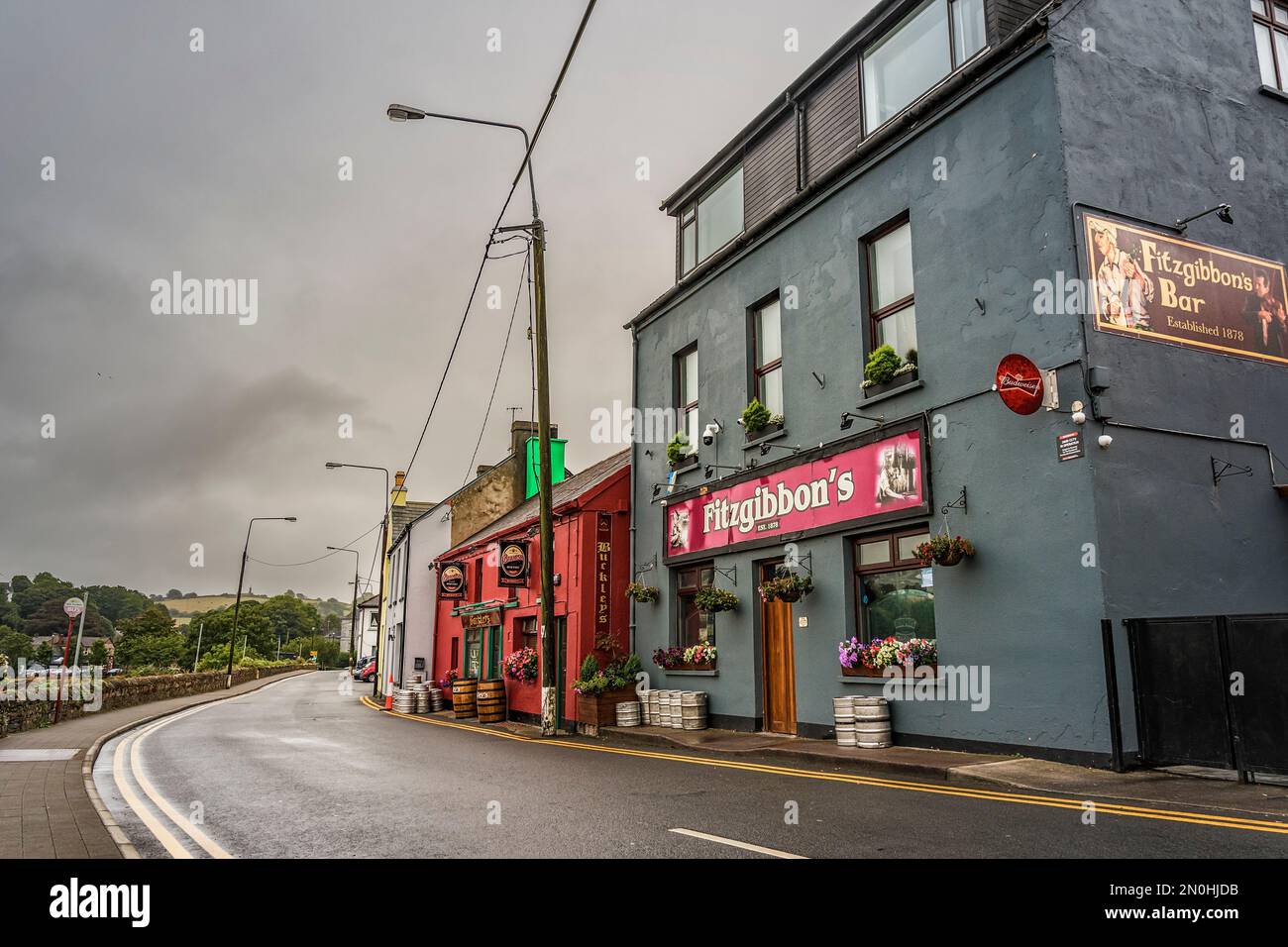 The row of pubs. Seaside Lower Road at Crosshaven village, co Cork ...