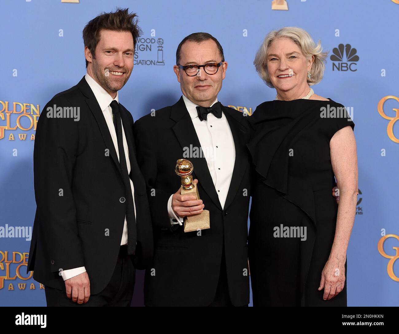 Mark Pybus, from left, Colin Callender, and Rebecca Eaton pose in the ...