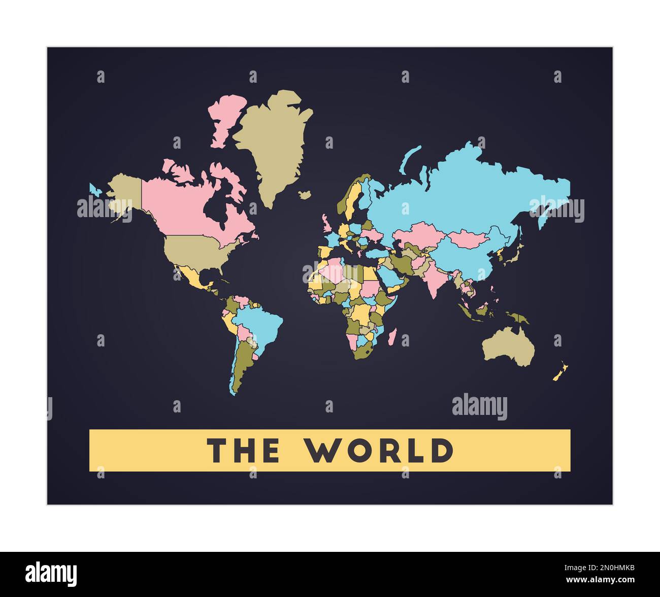 The World map. World poster with regions. Shape of The World with world ...