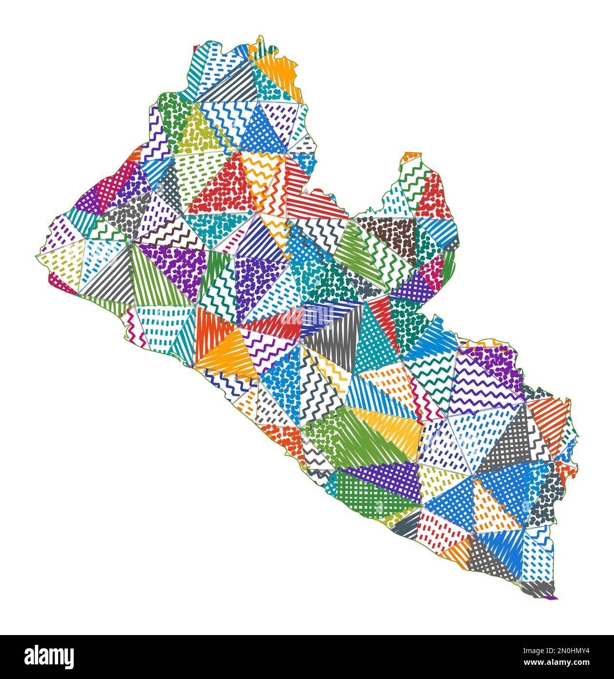 Kid style map of Liberia. Hand drawn polygons in the shape of Liberia ... Kid style map of Liberia. Hand drawn polygons in the shape of Liberia ...