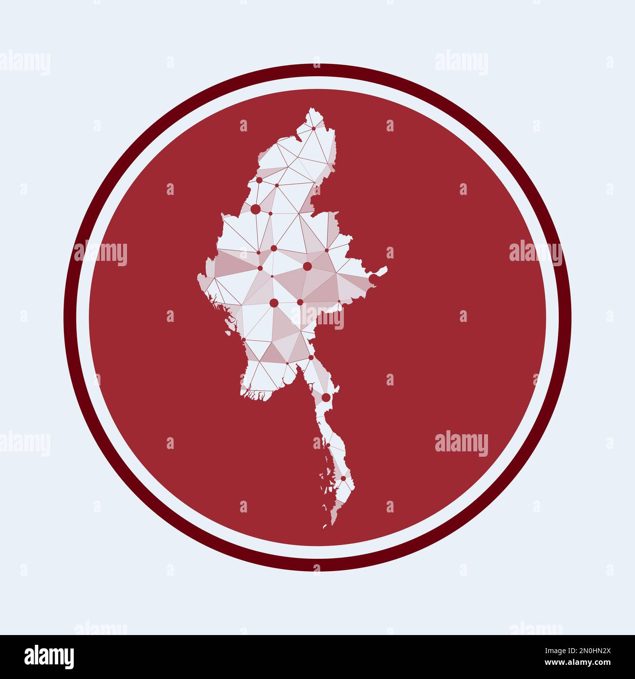 Myanmar icon. Trendy tech logo of the country. Geometric mesh round ...
